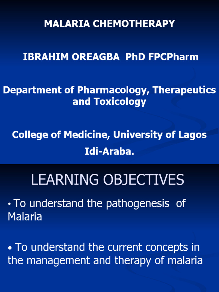 Malaria Chemotherapy Overview and Treatments | PDF | Malaria | Plasmodium Falciparum