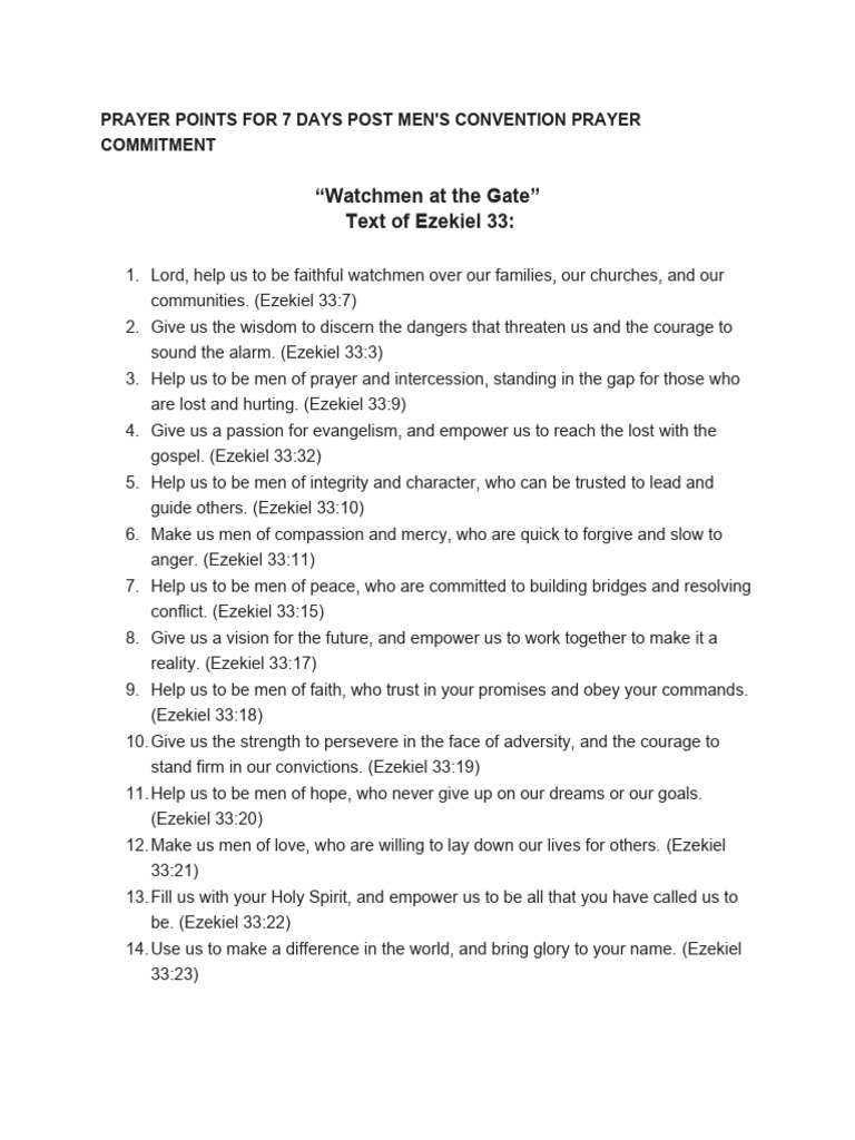 Prayer Guide for Men's Groups | PDF