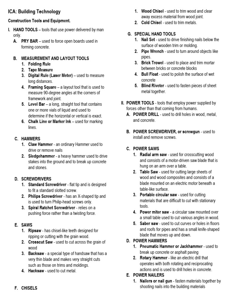 Construction Tools and Equipment Guide | PDF | Sound | Concrete