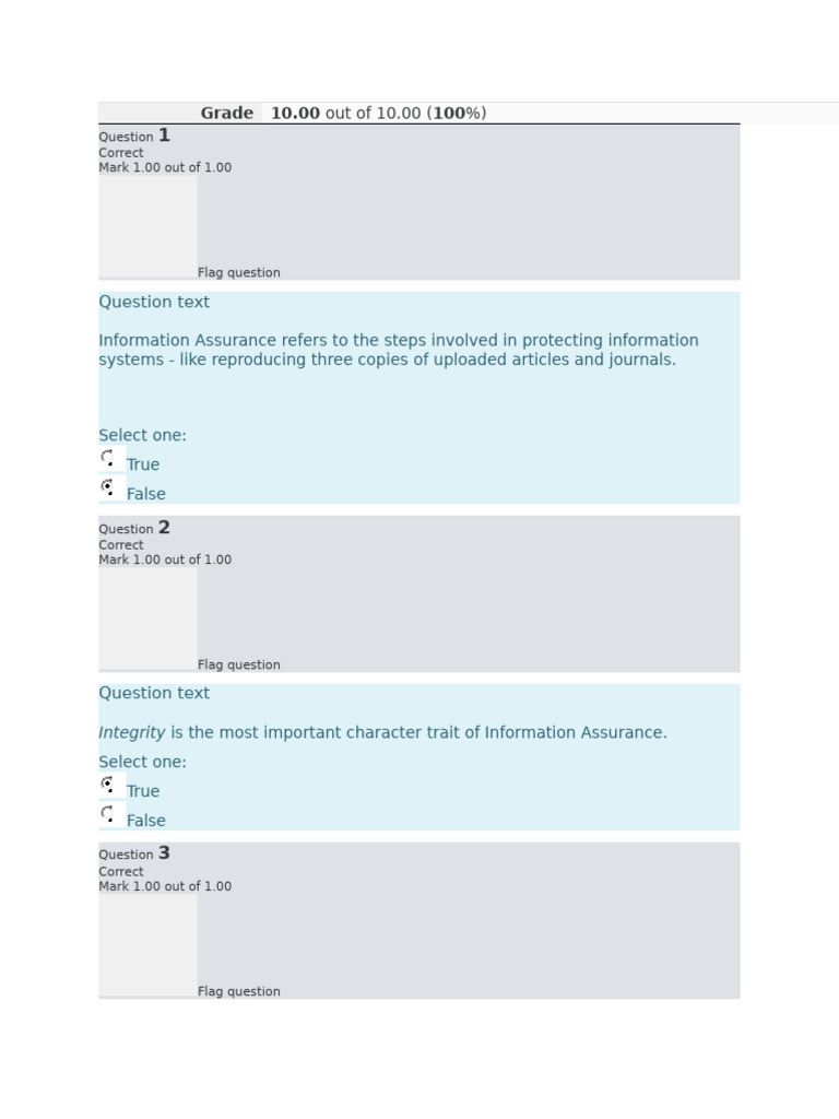 Information Assurance and Cybersecurity Quiz | PDF | Malware ...