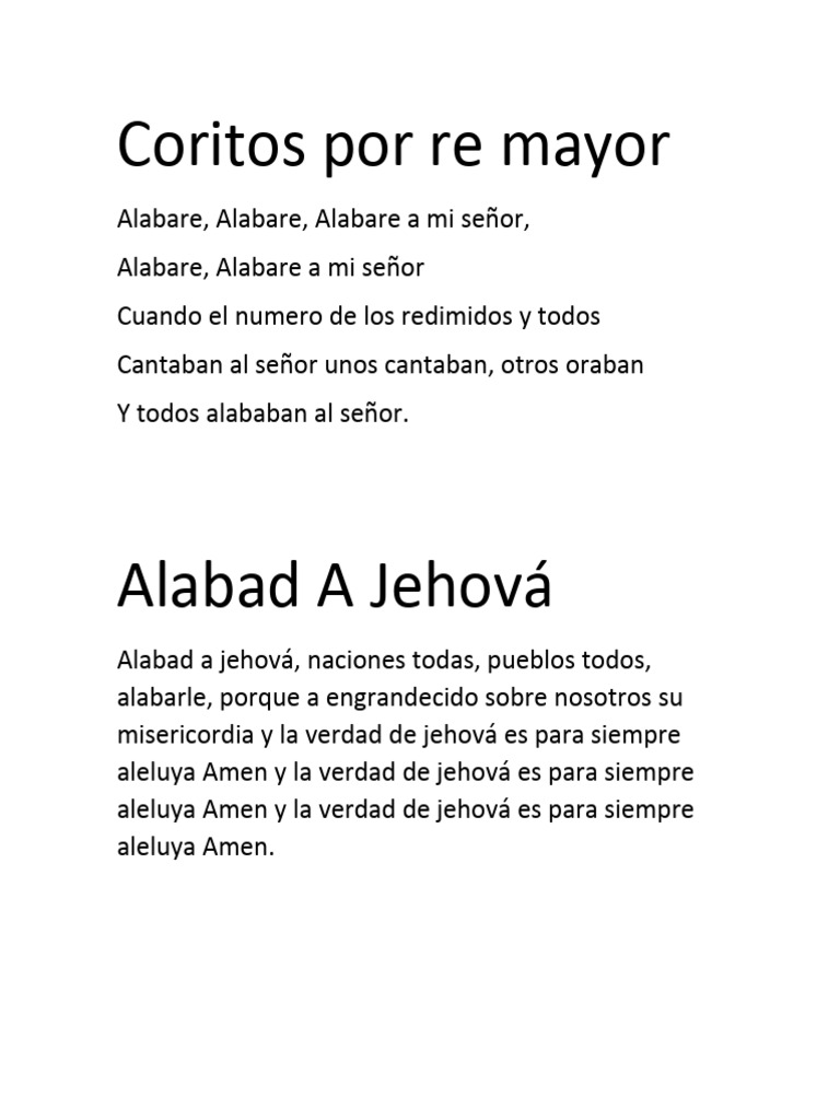 Coritos Por Re Mayor | PDF | Fe | Cristo (título)