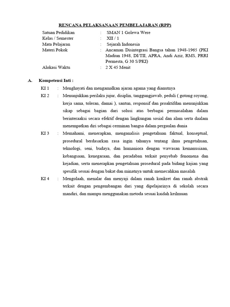 RENCANA PELAKSANAAN PEMBELAJARAN New Tanpa BHN Ajr | PDF