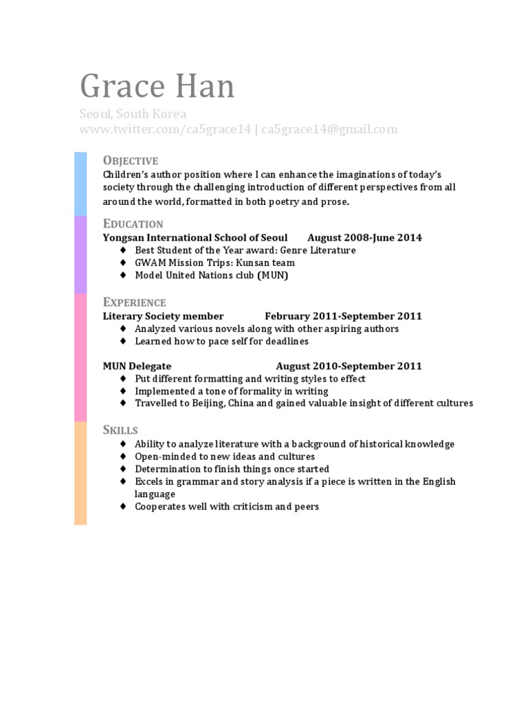 Grace Han's Resume | PDF | Behavior Modification | Communication