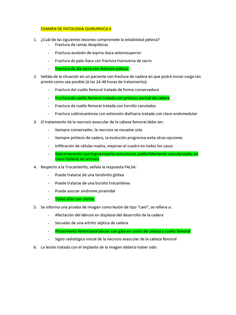 Examen de Patologia Quirurgica II Final 2021 | PDF | Rodilla | Hombro Examen de Patologia Quirurgica II Final 2021 | PDF | Rodilla | Hombro