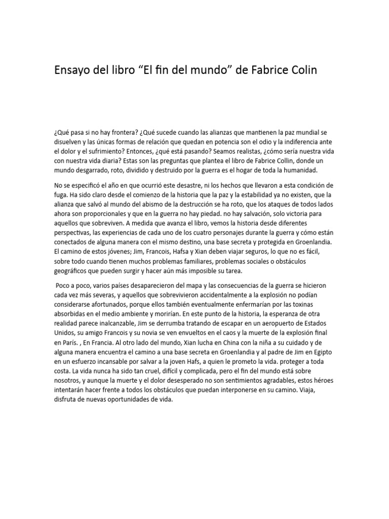 Ensayo sobre "El fin del mundo" de Colin | PDF | Historia