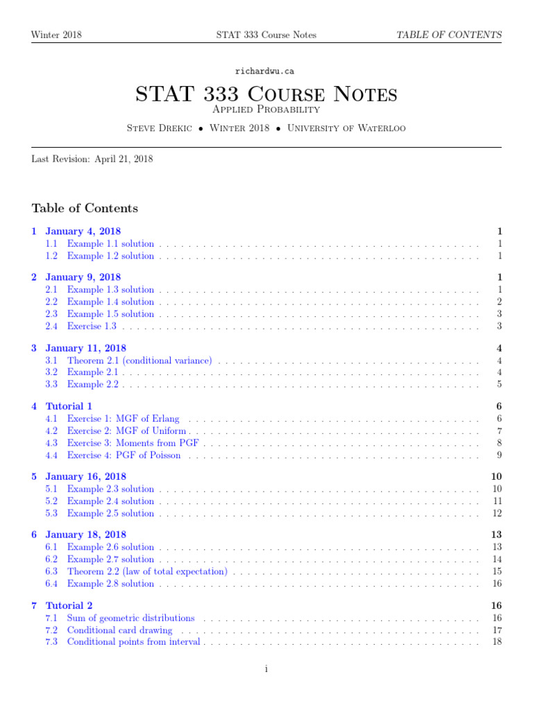 Stat333 Notes 2 | PDF | Mathematics | Statistical Theory