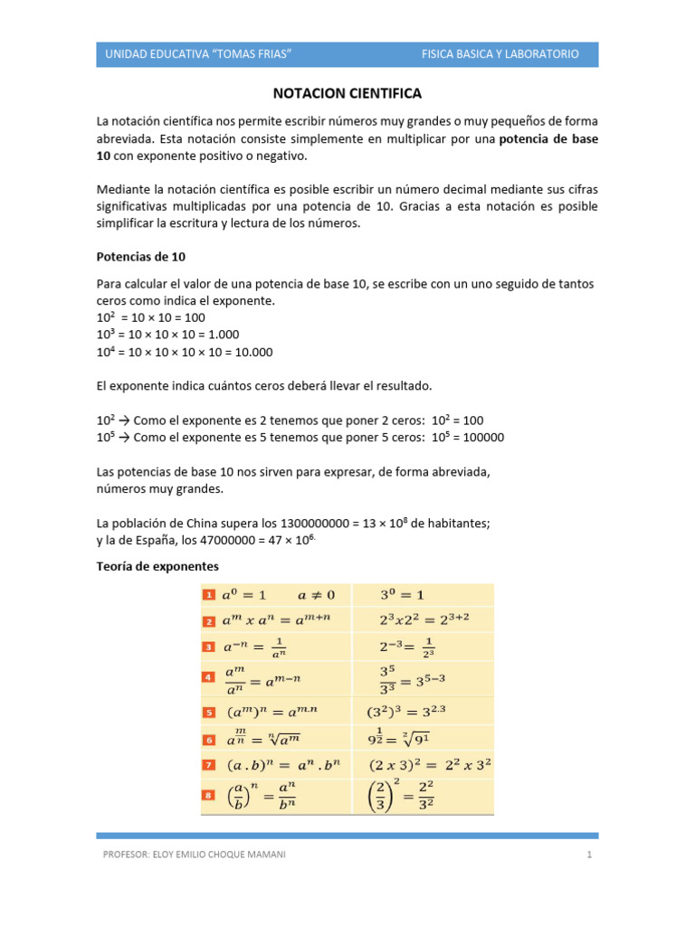Notacion Cientifica-1 | Descargar gratis PDF | Exponenciación | Multiplicación