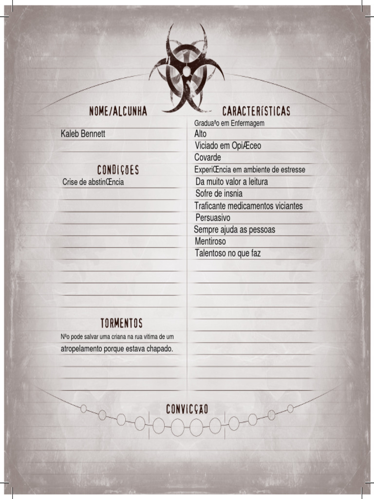 Ficha (Kaleb Bennett) Terra Devastada | PDF