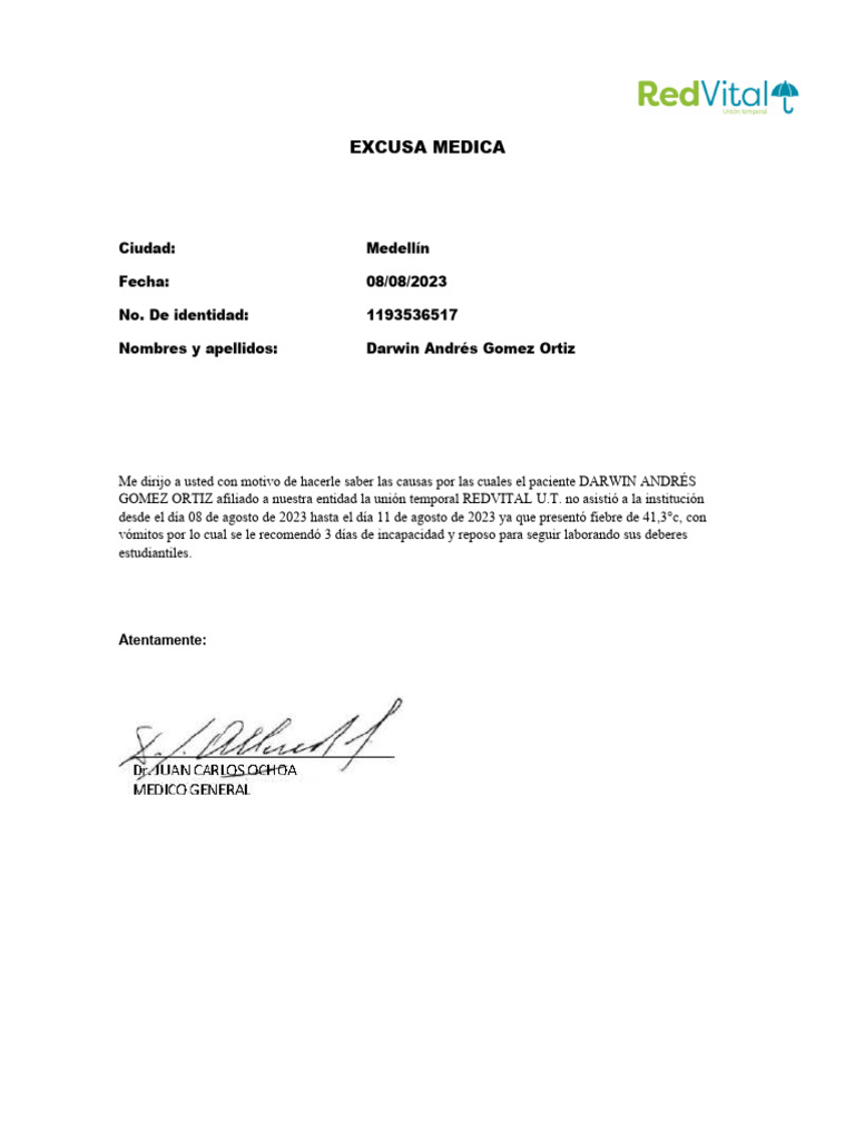 Excusa Medica | PDF | Derecho | Ciencia y matemática