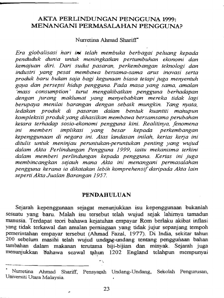 akta perlindungan pengguna 1999 | PDF