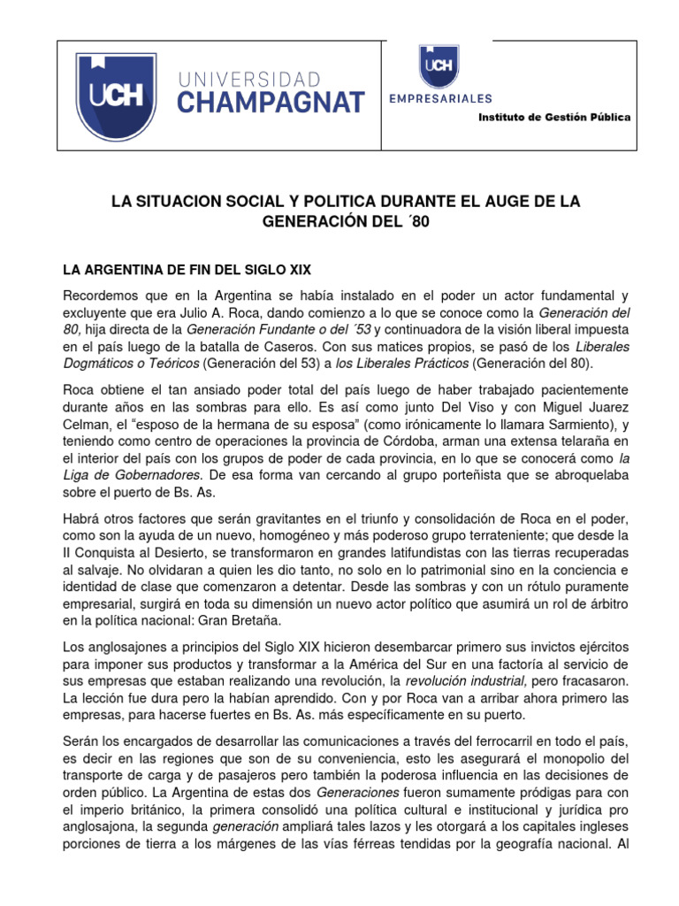 Generación Del 80 | PDF | Argentina