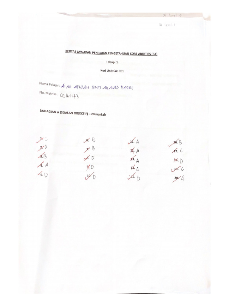 1b-KERTAS JAWAPAN CA01 | PDF