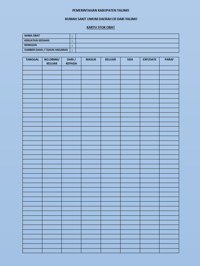 KARTU STOK OBAT (Biru) | PDF