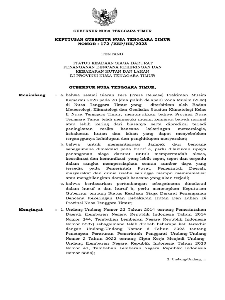 Siaga Darurat Kekeringan NTT | PDF