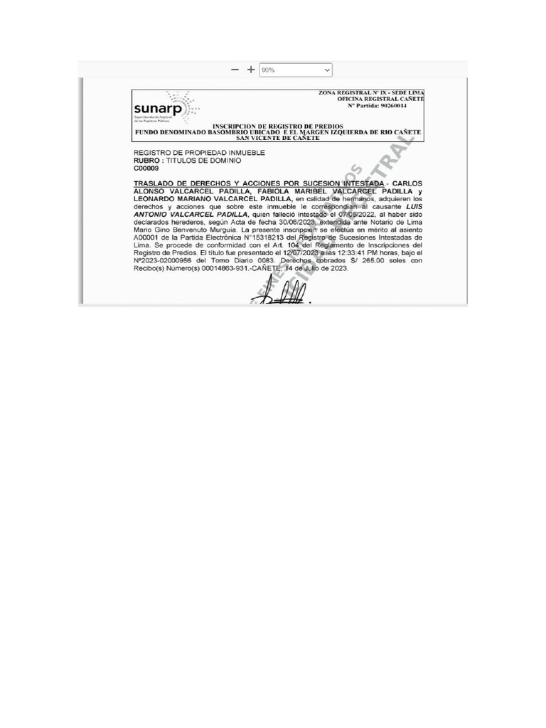 datos SUNARP DE ESTUDIOS DE TITULO | PDF