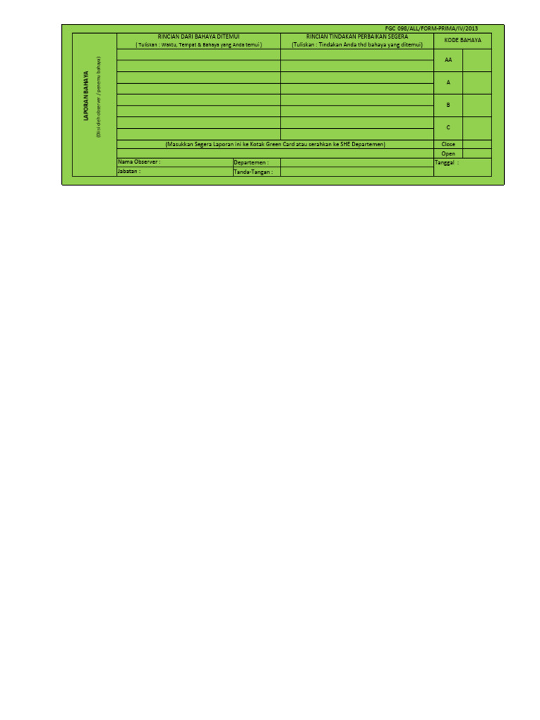 098 - Form Green Card Prima | PDF