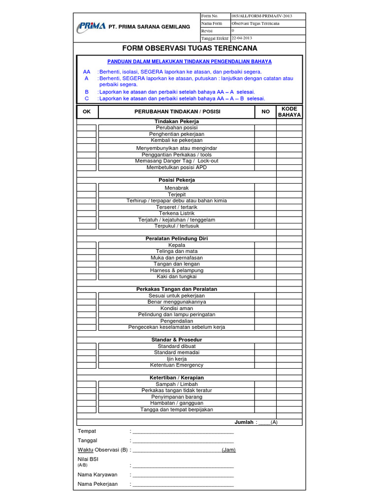 085_Observasi Tugas Terencana | PDF