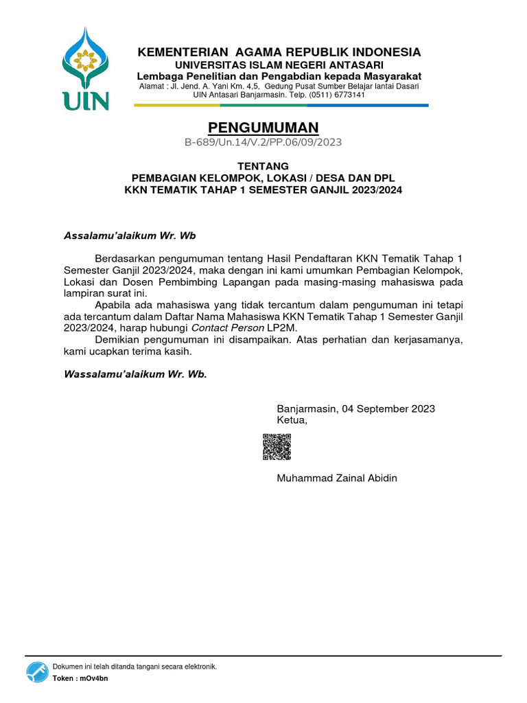 Pembagian Kelompok Peserta KKN | PDF