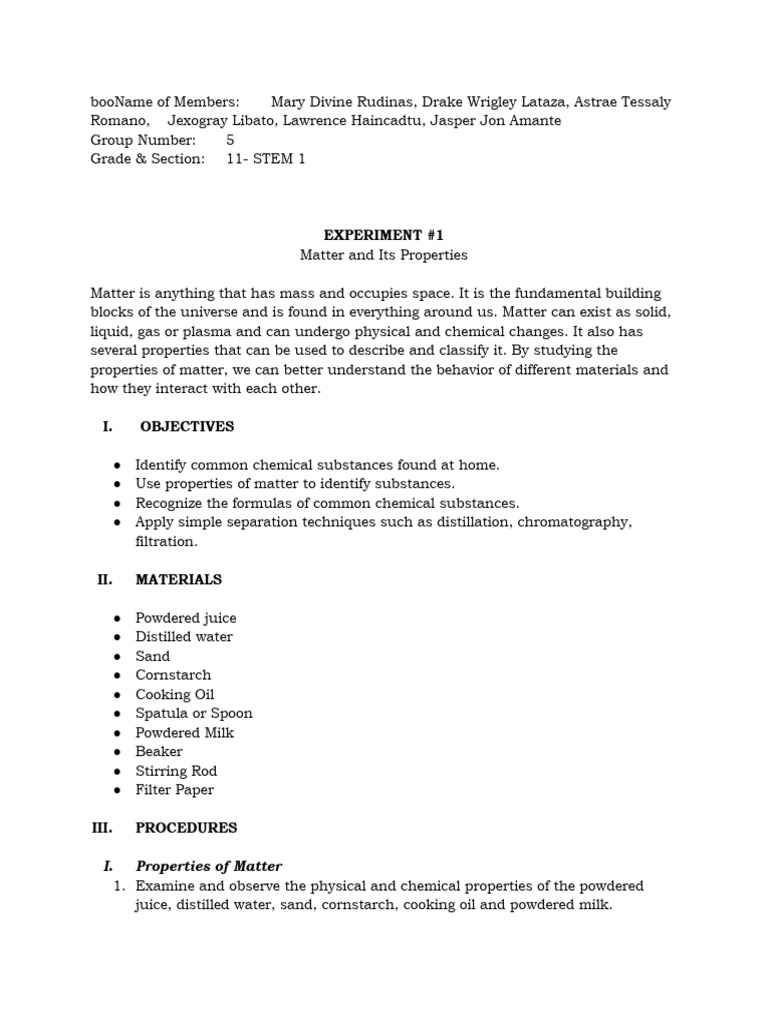 Lab Report (Final) | Download Free PDF | Mixture | Filtration