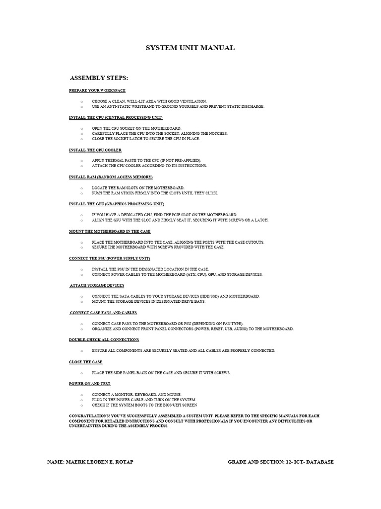 System Unit Manual | PDF | Electrical Connector | Manufactured Goods