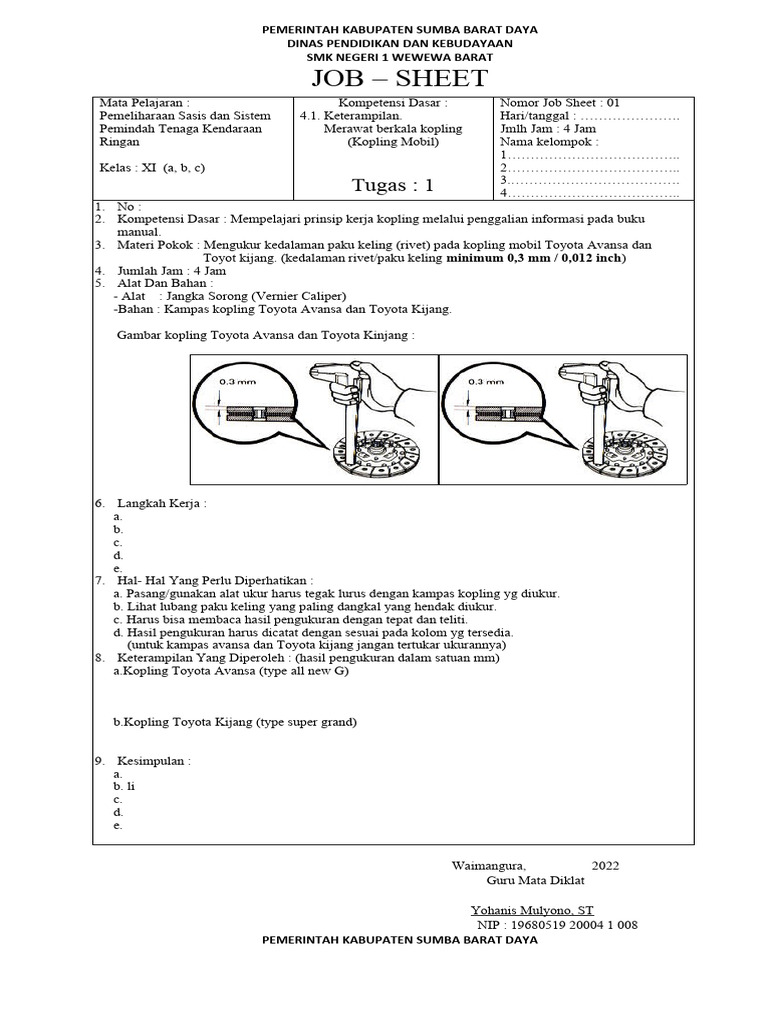 Job Sheet Kopling PSPTKR Kls XII A, B, C 2021 | PDF | Komputer ...