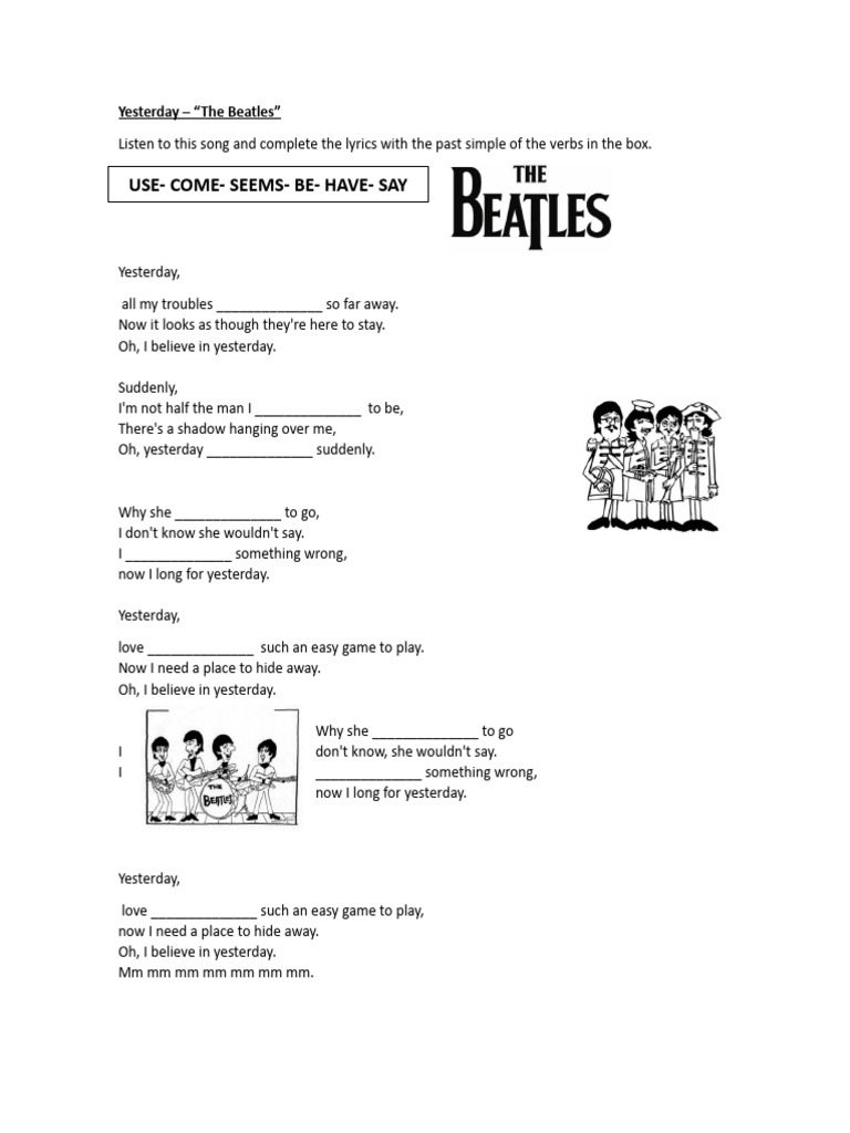 Yesterday. Song Activity. The Beatles | PDF