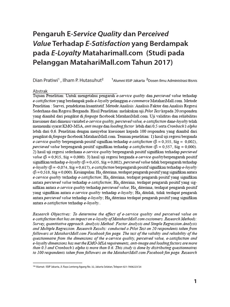 Pengaruh E Service Quality Dan Perceived | PDF