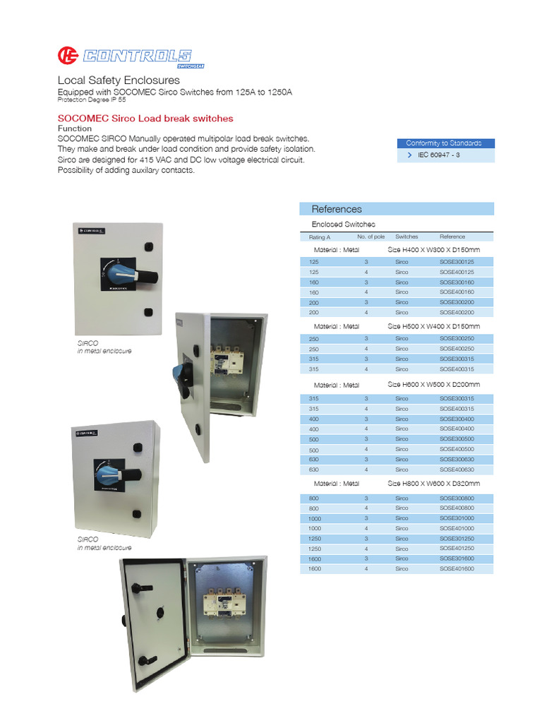 SOCOMEC Sirco Switches Overview | PDF | Switch | Electricity