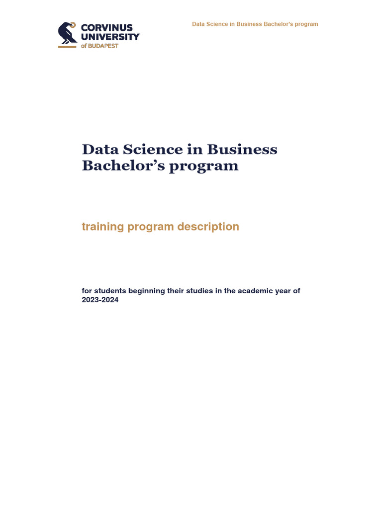 Data Science in Business Bachelor Program - 2023 - 24.14c | PDF | Data ...