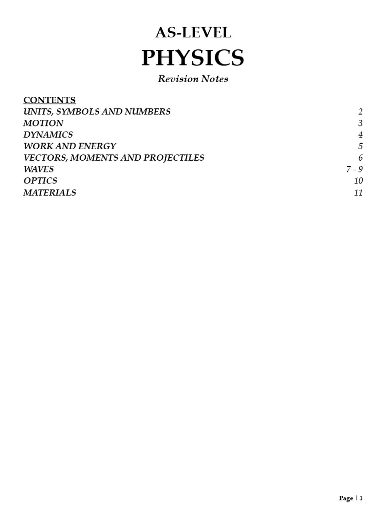 AS-Level Physics Revision Notes | PDF | Waves | Deformation (Engineering)