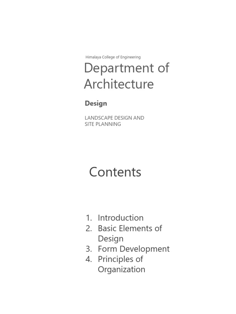 Principles of Landscape Design Overview | PDF | Symmetry | Perception