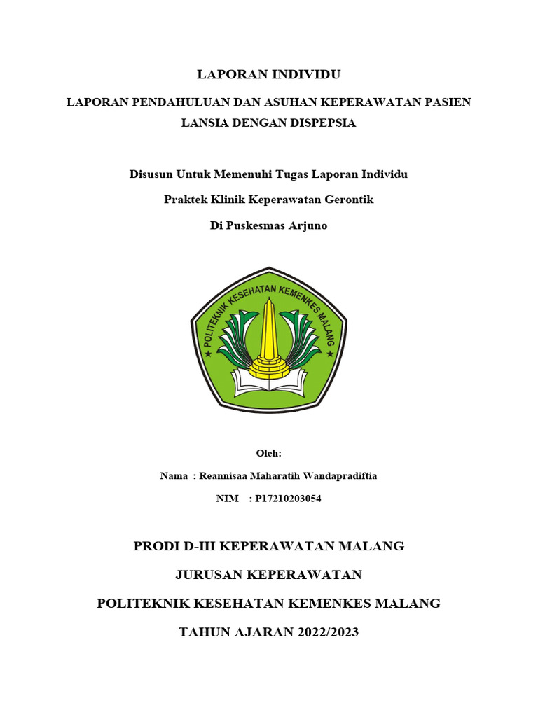 LP Dispepsia Lansia | PDF | Pengembangan Diri | Kesehatan Holistik