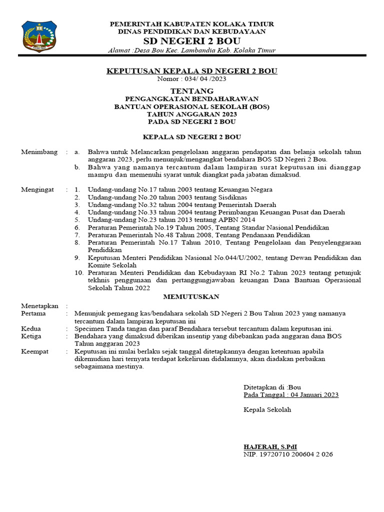 SK Bendahara 2023 | PDF