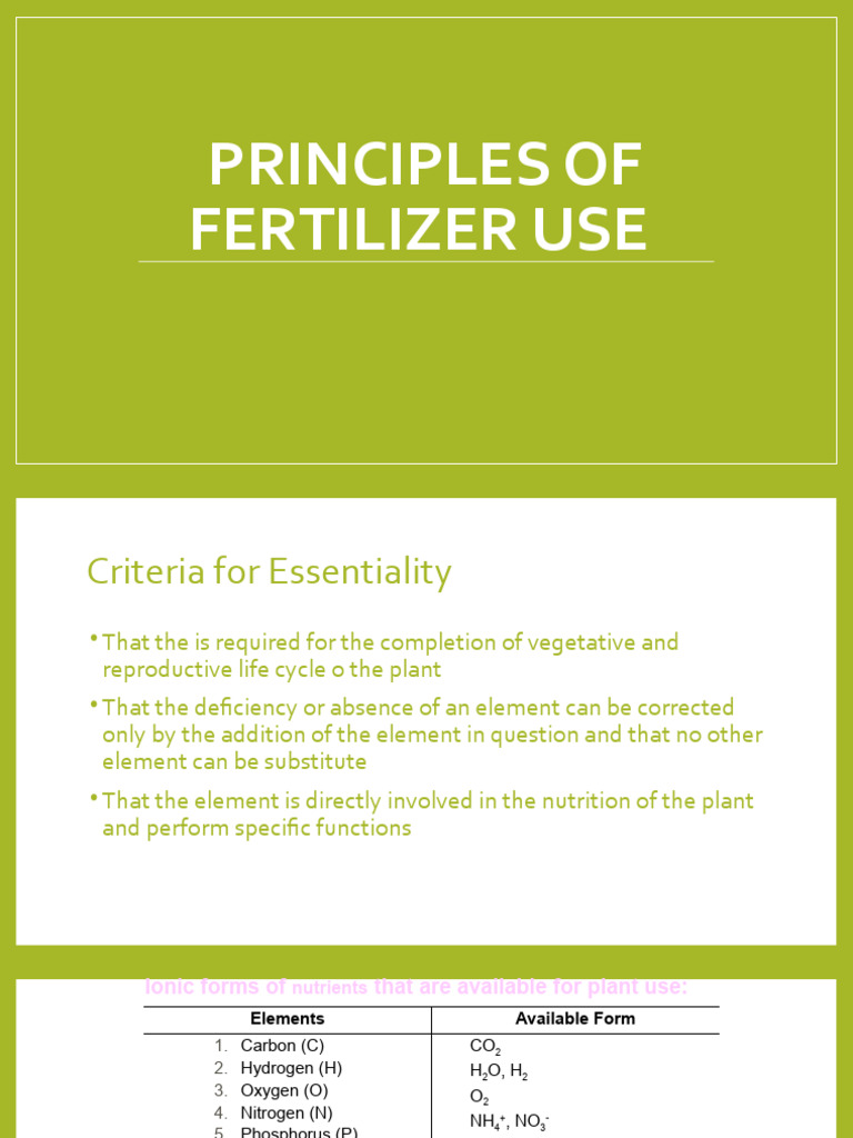 Topic 6 - PRINCIPLES OF FERTILIZER USE | PDF | Fertilizer | Soil