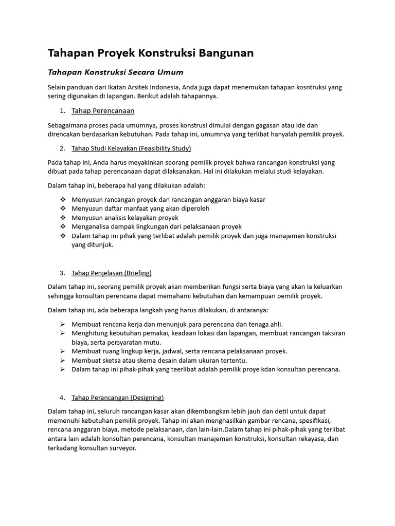 Tahapan Proyek Konstruksi Bangunan | PDF | Seni | Teknologi & Rekayasa