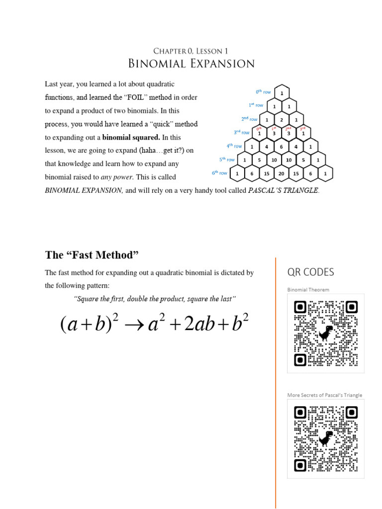 Lesson 1 - Binomial Expansion | PDF
