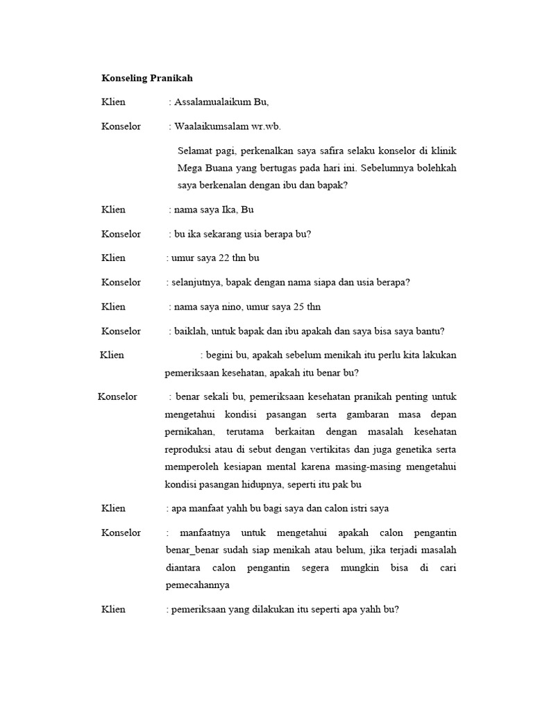 Konsep Konseling Pranikah | PDF