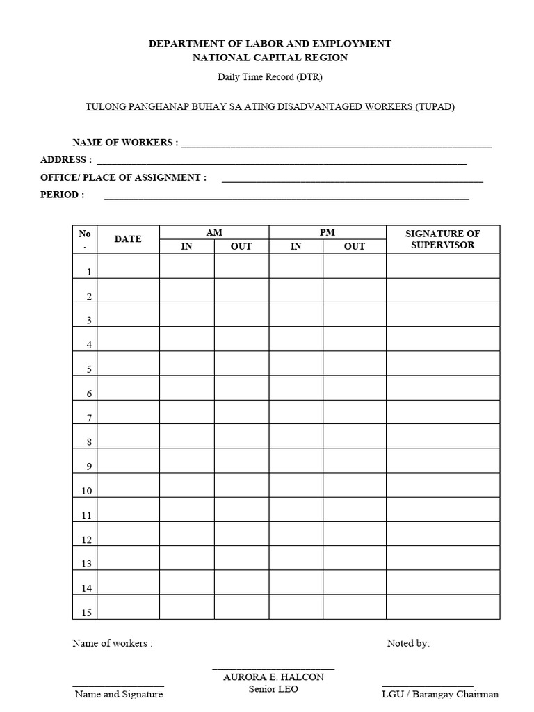 Tupad Form | PDF