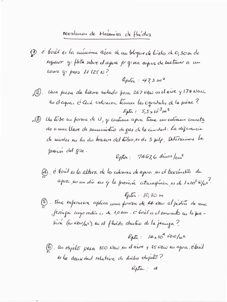 Sol. de Prob. Estatica de Fluidos | PDF