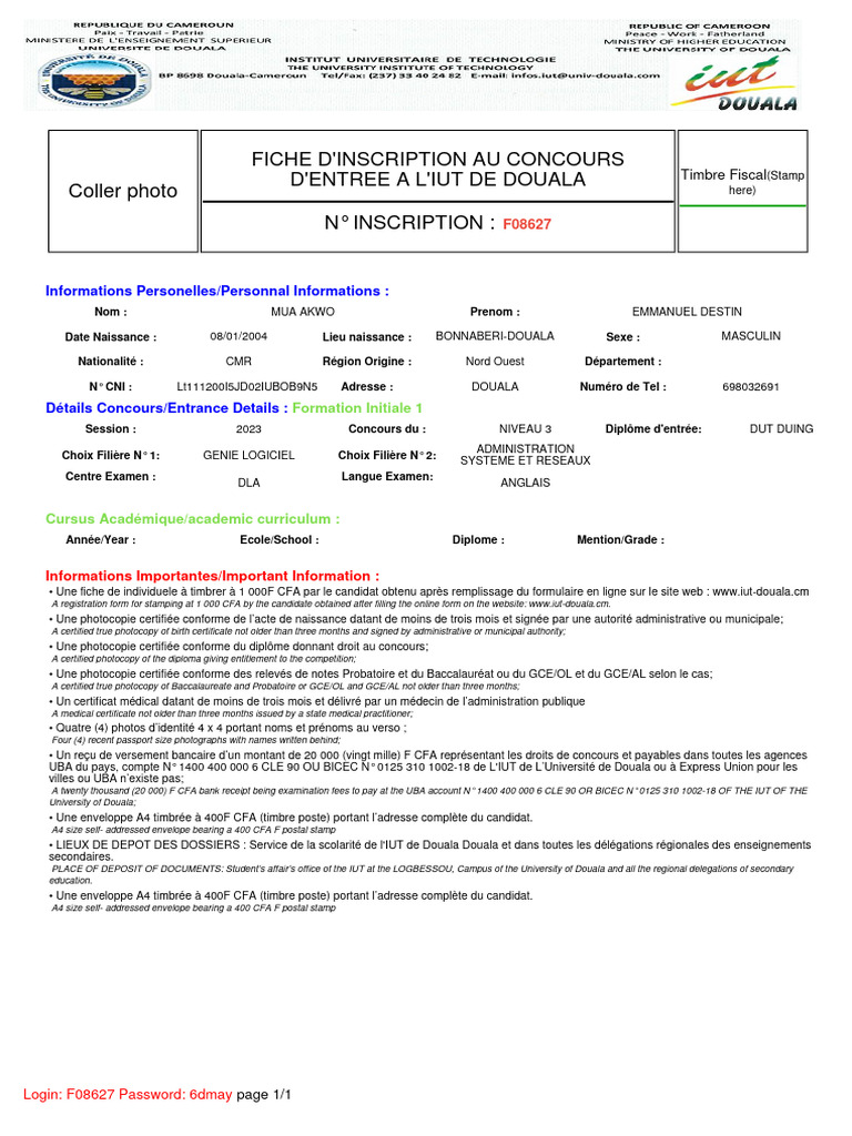 ficheInsMUA AKWO-3 | PDF | Qualifications