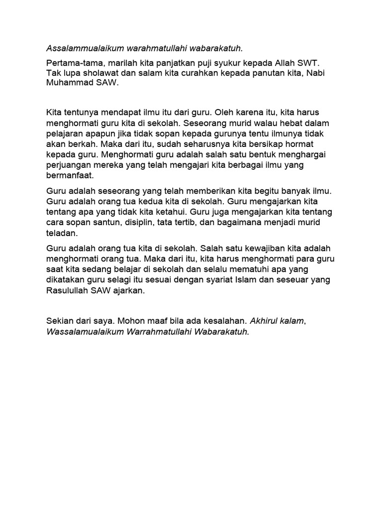 Adab Menghormati Guru dalam Islam | PDF | Karier & Perkembangan | Gaya ...