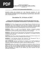 Barangay Resolution Adopting City Ordinance 2017 | PDF | Government ...