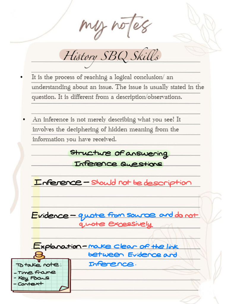 History - Inference Skill Notes | PDF