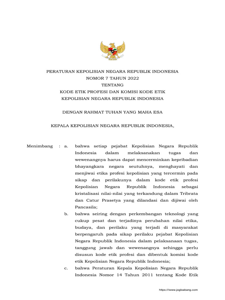 Perpol 7 2022 KEPP KKEP | PDF