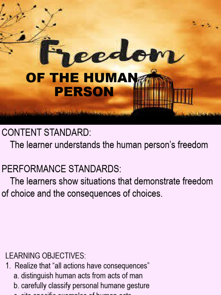 Freedom of The Human Person | PDF | Free Will | Learning