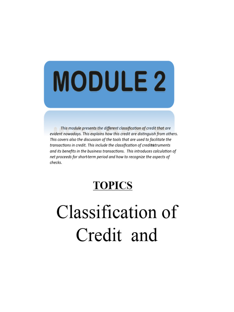 Module 2 Credit - Collection | PDF | Cheque | Loans
