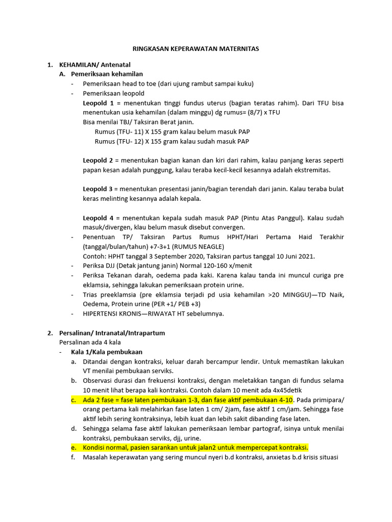ringkasan maternitas | PDF