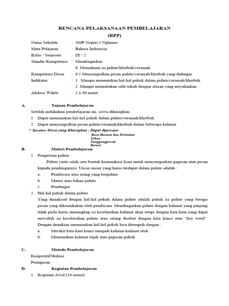 RPP Kelas IX | PDF