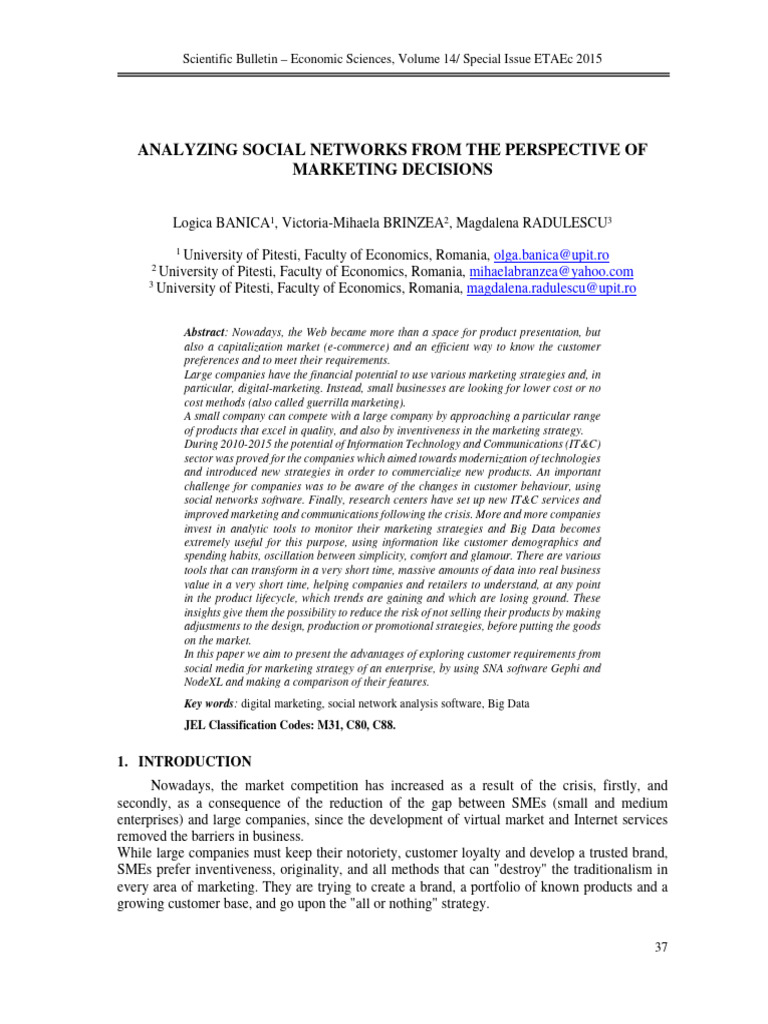 Analyzing Social Networks From The Perspective of Marketing Decisions ...