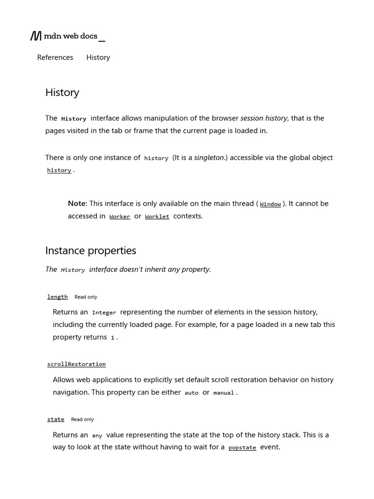 Developer Mozilla Org en US Docs Web API History | Download Free PDF ...